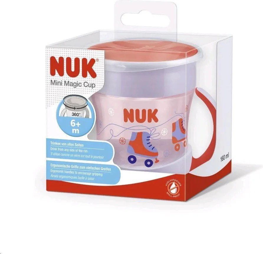 Dětský hrníček Mini Magic NUK 360° s víčkem červená