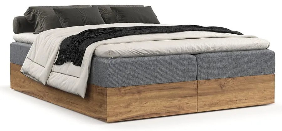 Boxspring postel s úložným prostorem v šedo-přírodní barvě 160x200 cm Faro – Maison de Rêve