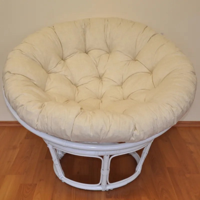 Papasan LUISA — ratan, látka, ⌀110 cm, bílá / více barev Béžový melír