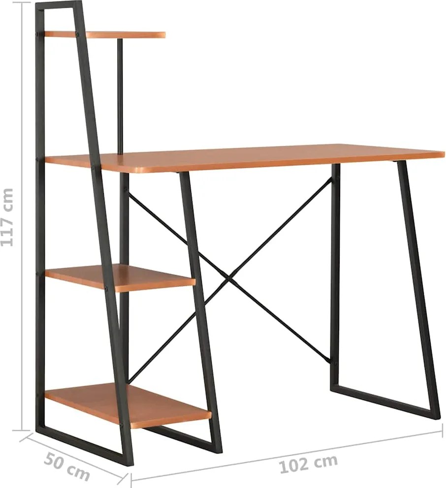 Psací stůl s poličkami černý a hnědý 102 x 50 x 117 cm 20285