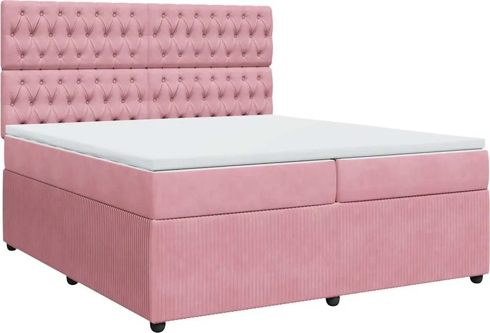 Box spring postel s matrací růžová 200x200 cm samet 3294741