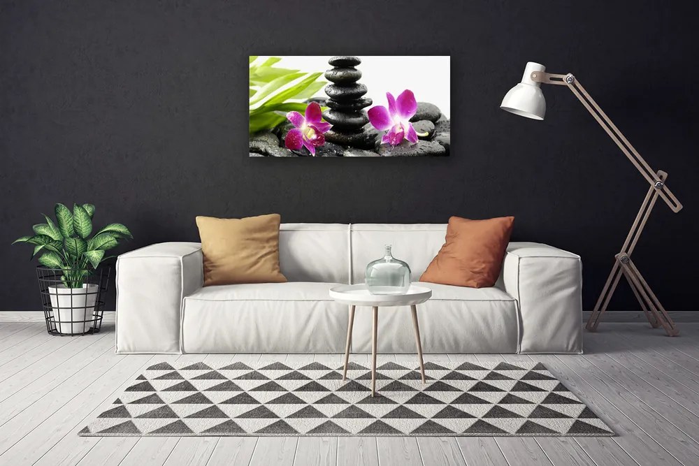Obraz na plátně Kameny Zen Lázně Orchidej 100x50 cm
