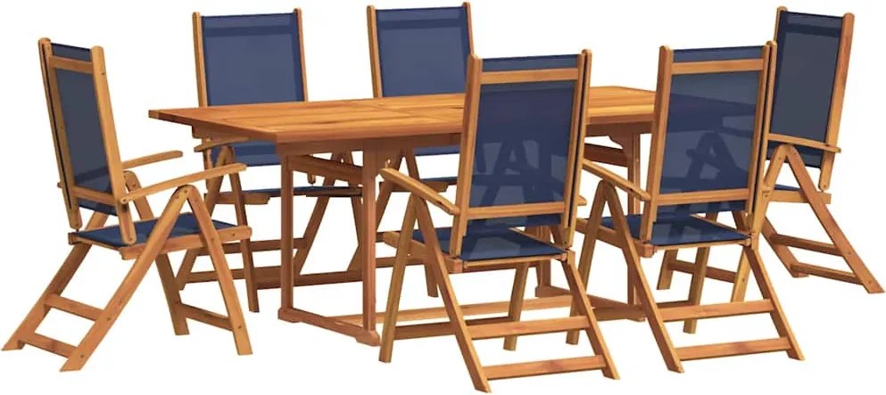 7dílný zahradní jídelní set masivní akáciové dřevo a textilen 3279303