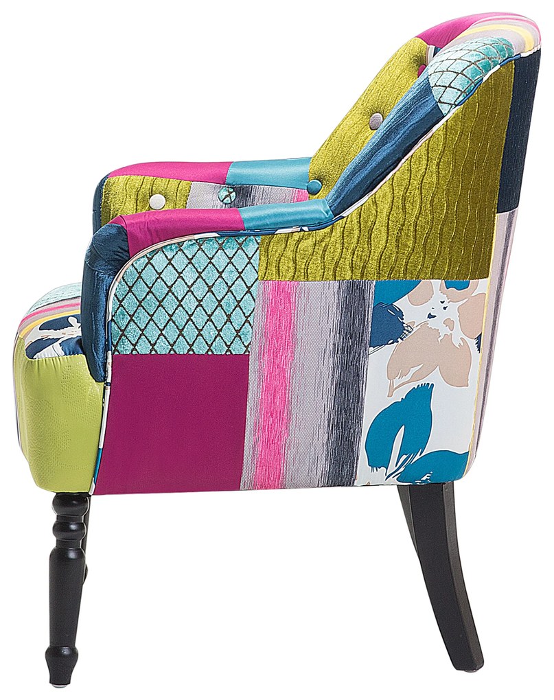 Modré patchwork čalouněné křeslo Chesterfield MANDAL Beliani