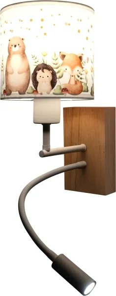 Brilagi - LED Flex. lampa BOBO WOOD 1xE27/25W/230V + LED/3W dub/bílá/zvířátka