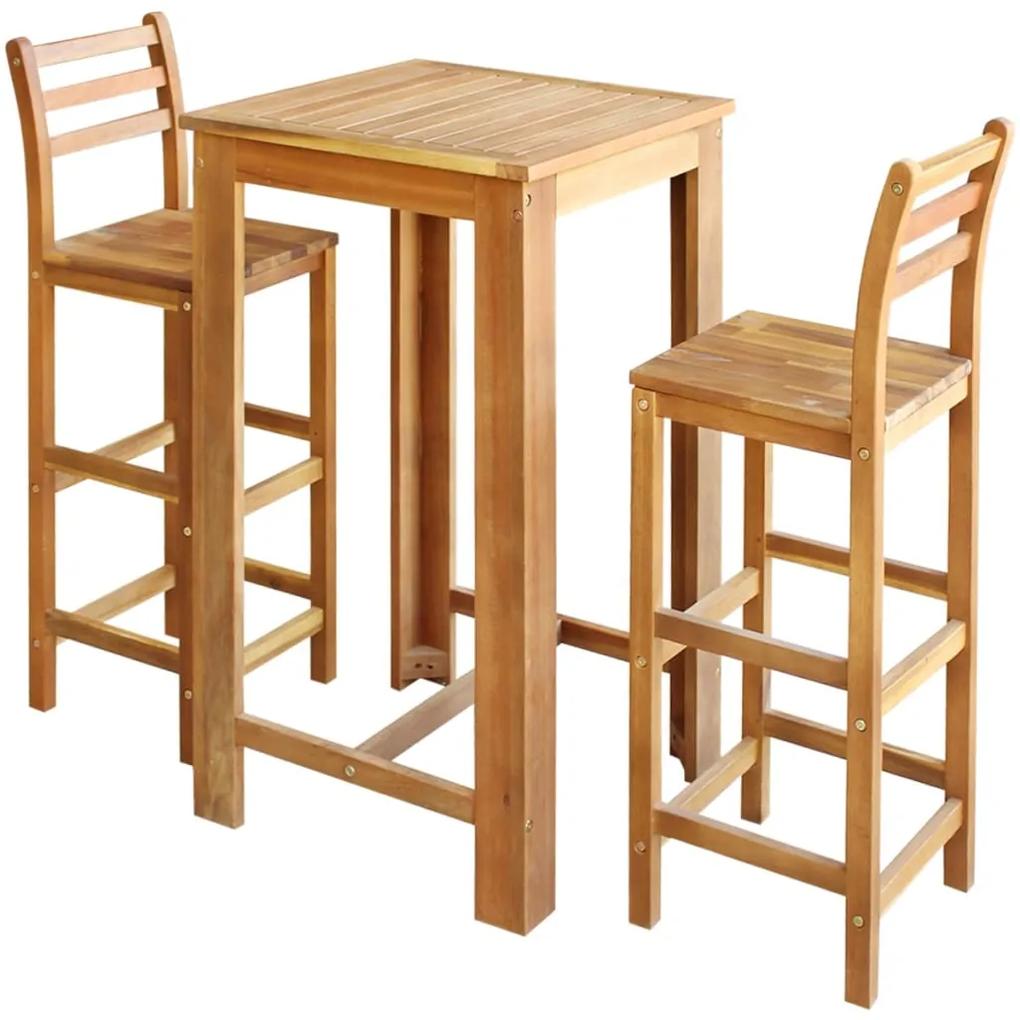 246667 vidaXL Barový stůl a židle masivní akáciové dřevo sada 3 kusy
