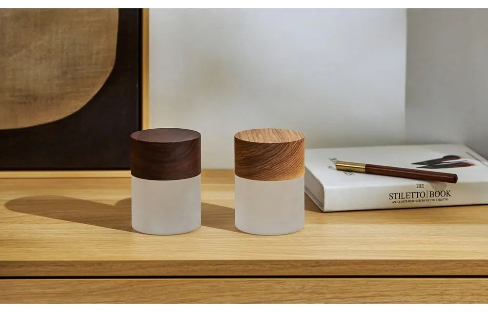 Tmavě hnědá stmívatelná stolní lampa se skleněným stínidlem (výška 10,5 cm) Lemelia – Gingko