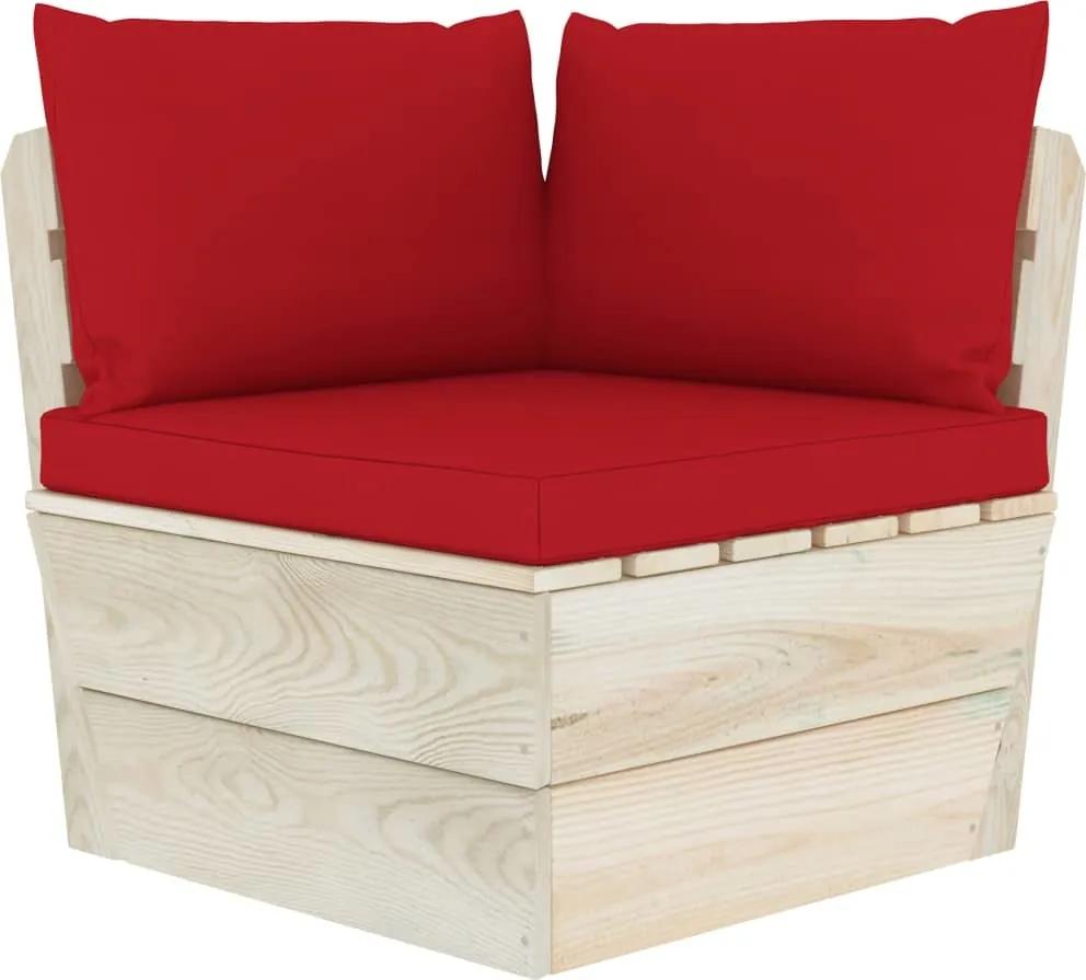 vidaXL 6dílná zahradní sedací souprava z palet + podušky smrkové dřevo [3063534] Barva: Červená