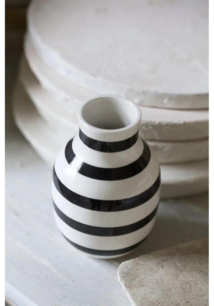 Černo-bílá kameninová váza Kähler Design Omaggio, výška 12,5 cm