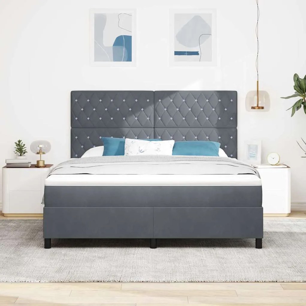 Postel s boxspringem s matrací Tmavě šedá 180 x 200 cm samet 3339783