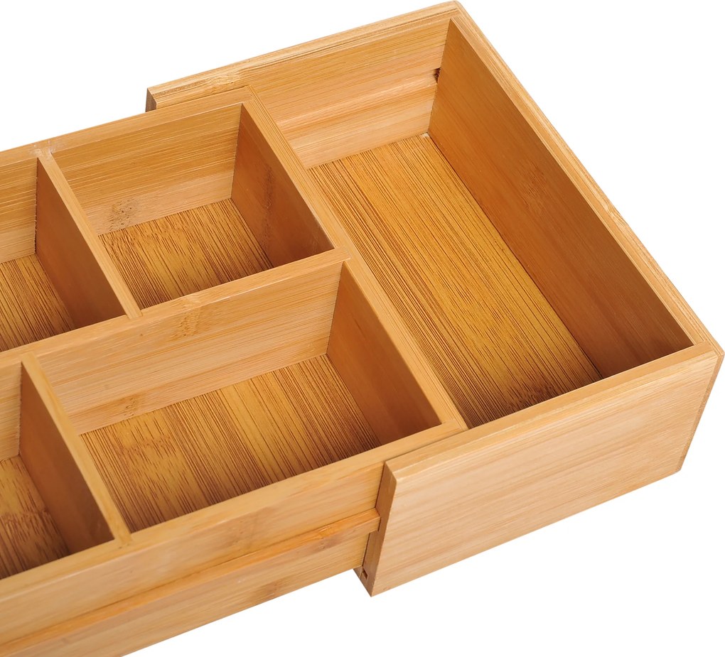 HOMCOM Úložný box Organizér box zásuvky, výsuvný organizér, bambus, přírodní, 24,6 x 17,6 x 7 cm| Aosom