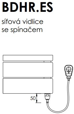 ELVL Bitherm elektrický radiátor BDHR.ES bez regulace, do zásuvky 450 x 1222 mm, metalická antracit