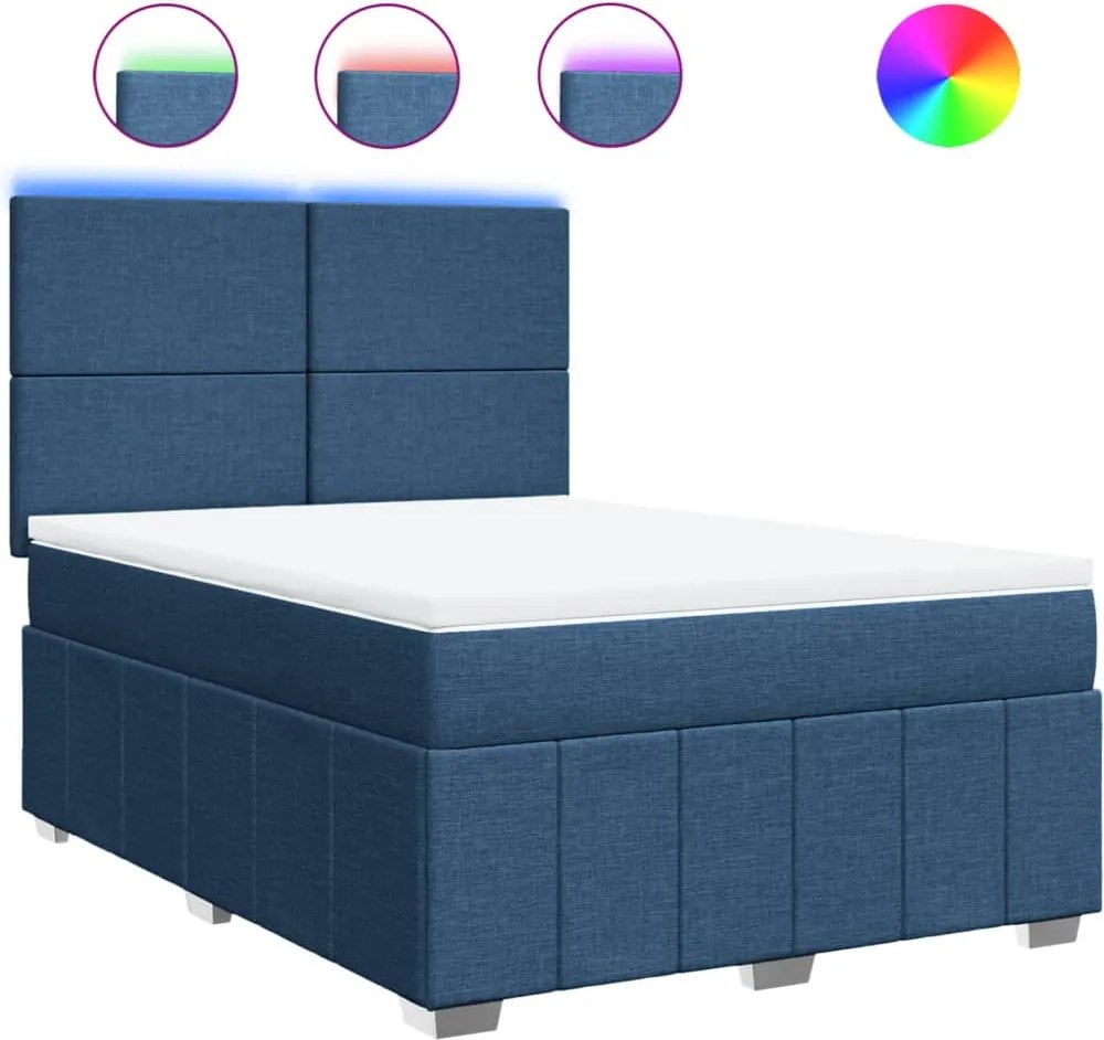 Box spring postel s matrací modrá 140x200 cm textil 3293990