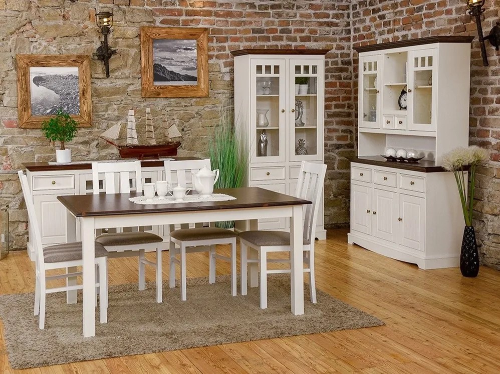Bílý nábytek Jídelní stůl Belluno Elegante, dekor bílá-ořech, masiv, borovice