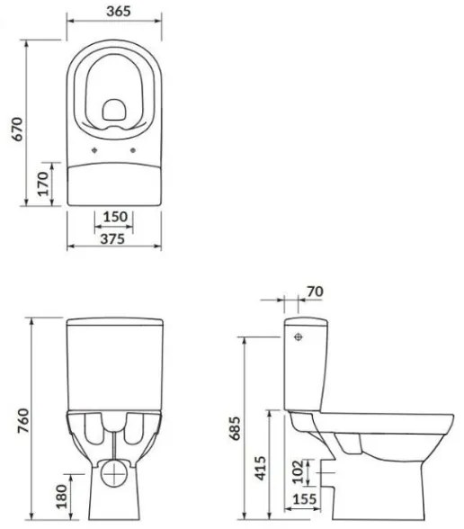 Cersanit K35-037 - Stojící WC s prkénkem CITY keramika/bílá