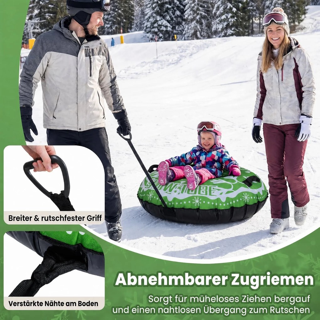 Costway Nafukovací zimní pneumatika s tažným lankem a rukojetí Snowtube – zelený