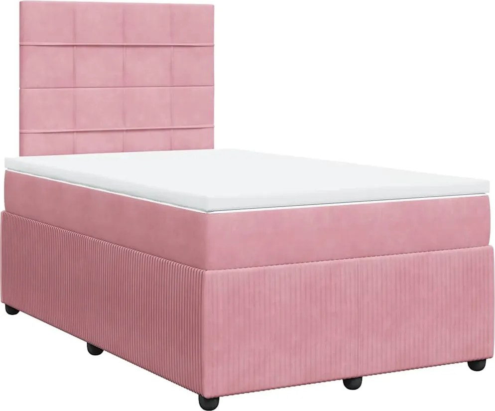 Box spring postel s matrací růžová 120 x 200 cm samet 3294615