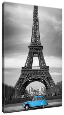 Obraz na plátně Modré auto před Eiffelovou věží 20x30cm 1804A_1S