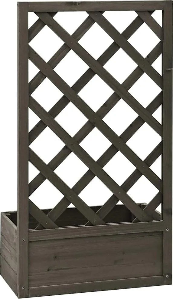Zahradní truhlík s treláží šedý 50 x 25 x 90 cm masivní jedle 314831