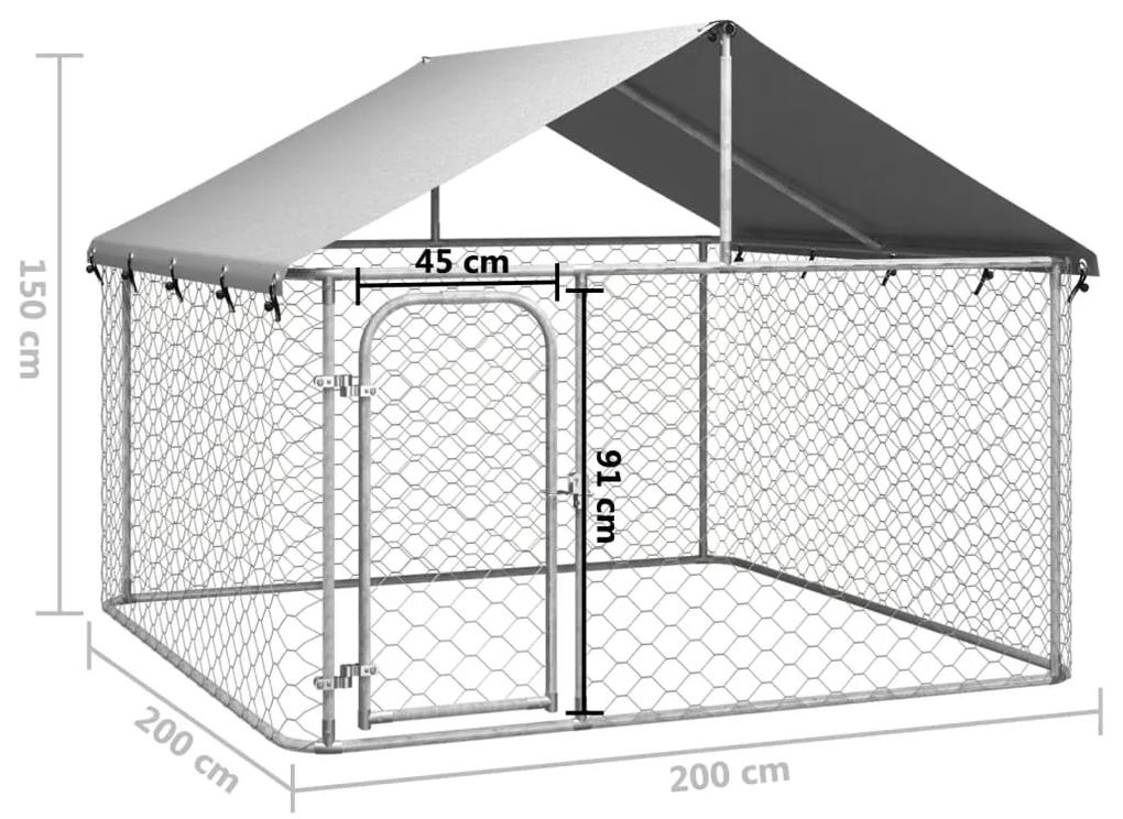 Venkovní psí kotec se střechou 200 x 200 x 150 cm
