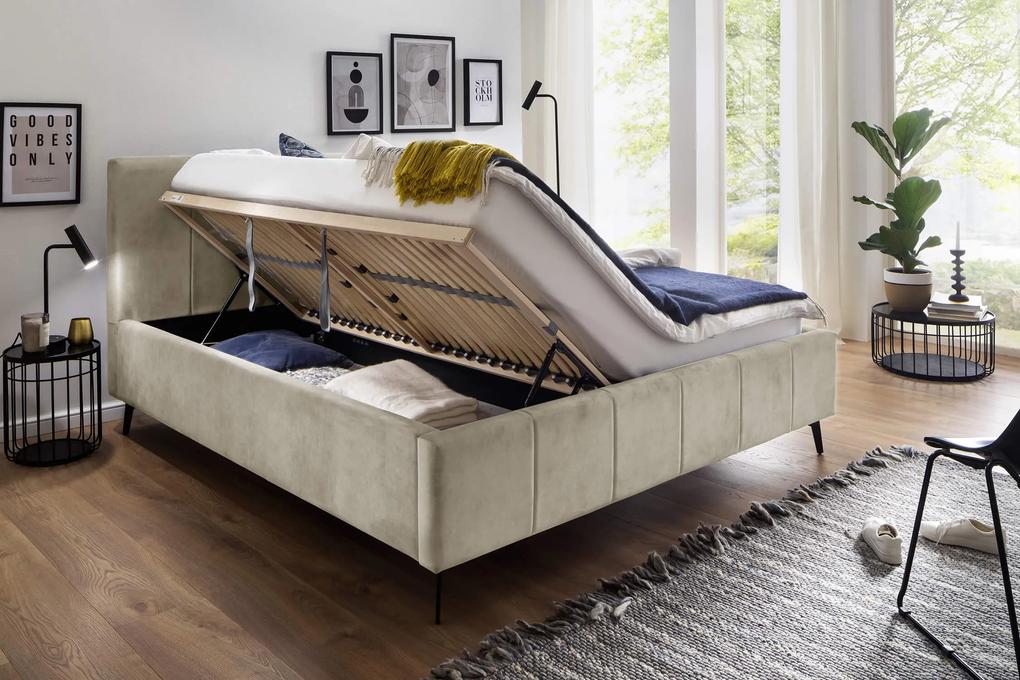 Čalouněná postel zallino s úložným prostorem 180 x 200 béžová MUZZA