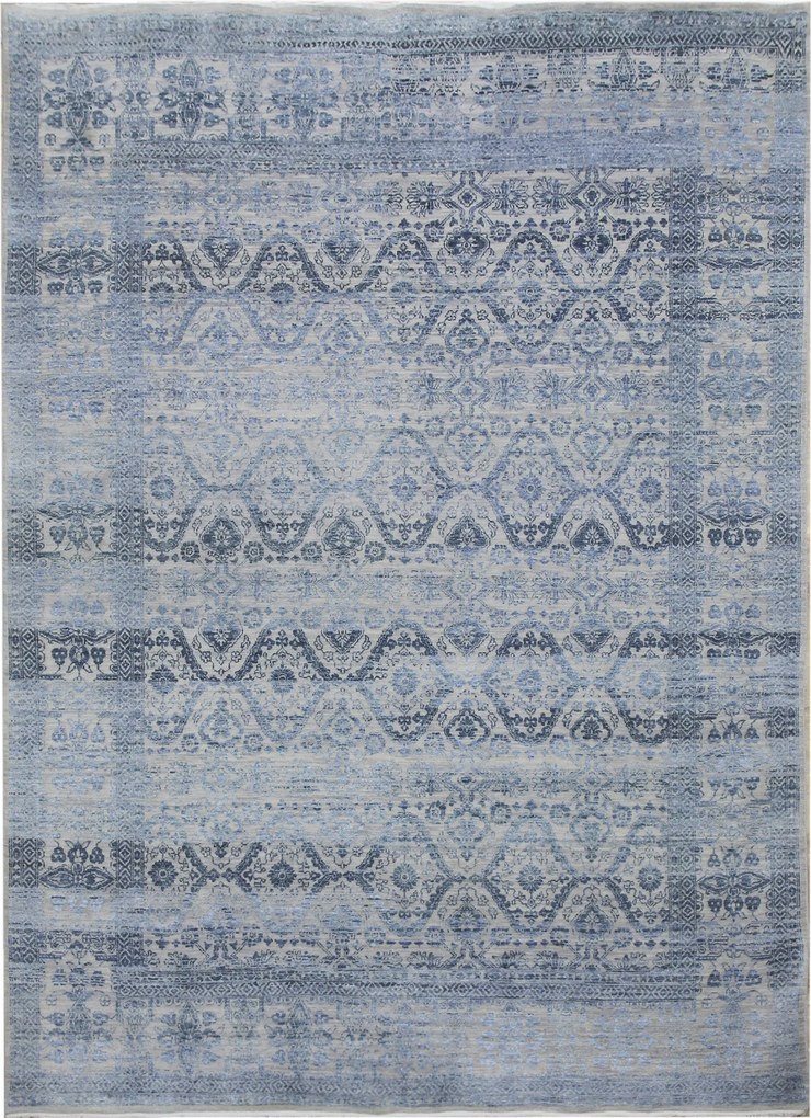 Ručne viazaný kusový koberec Diamond DC-HALI B Silver / blue, 275x365, modrá, chodba / predsieň, Diamond Carpets India
