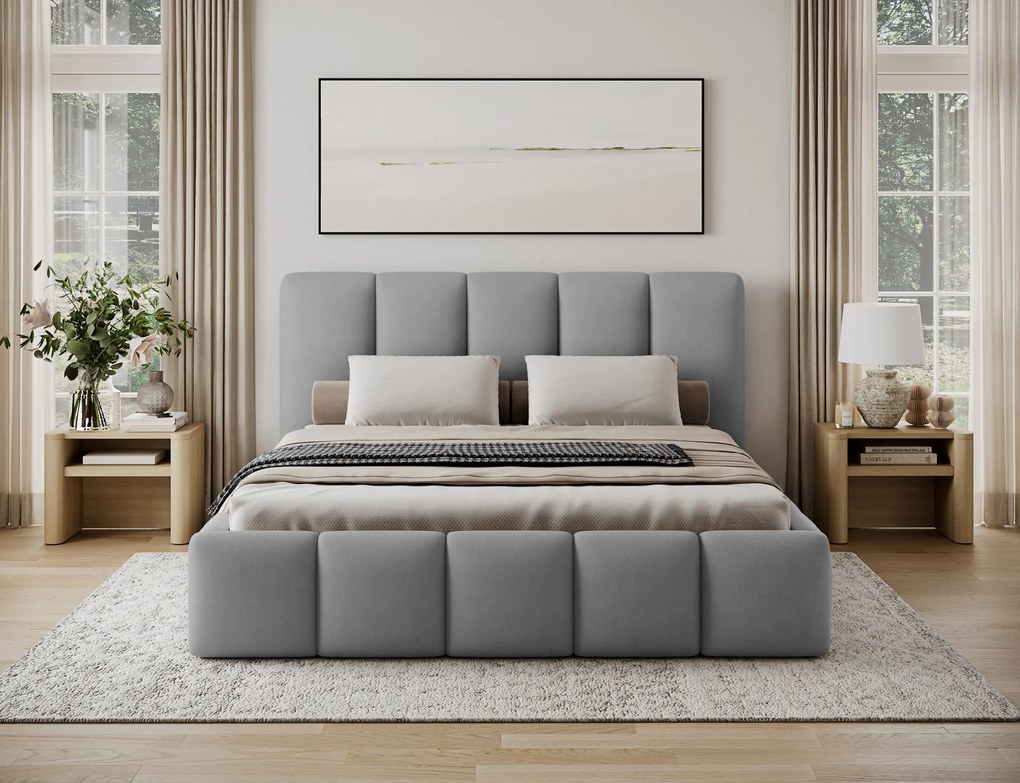 Postel Edvige + Dřevěný rám + plynový výtah + kontejner 160x200