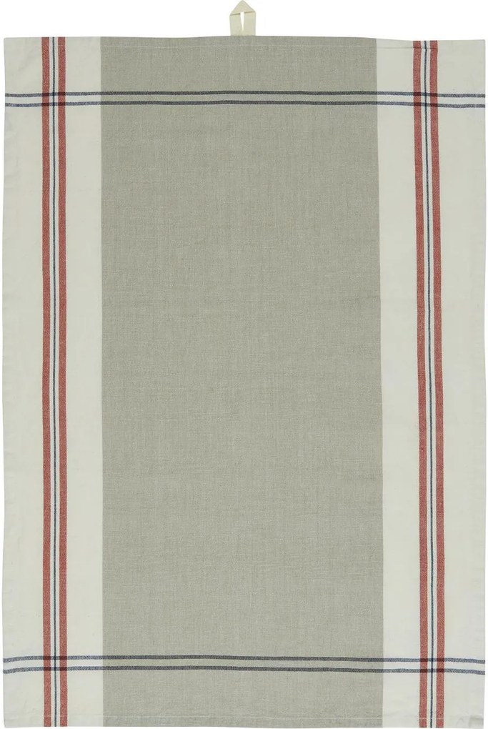 IB LAURSEN Bavlněná utěrka Grey/Red Stripes, šedá barva, krémová barva, textil