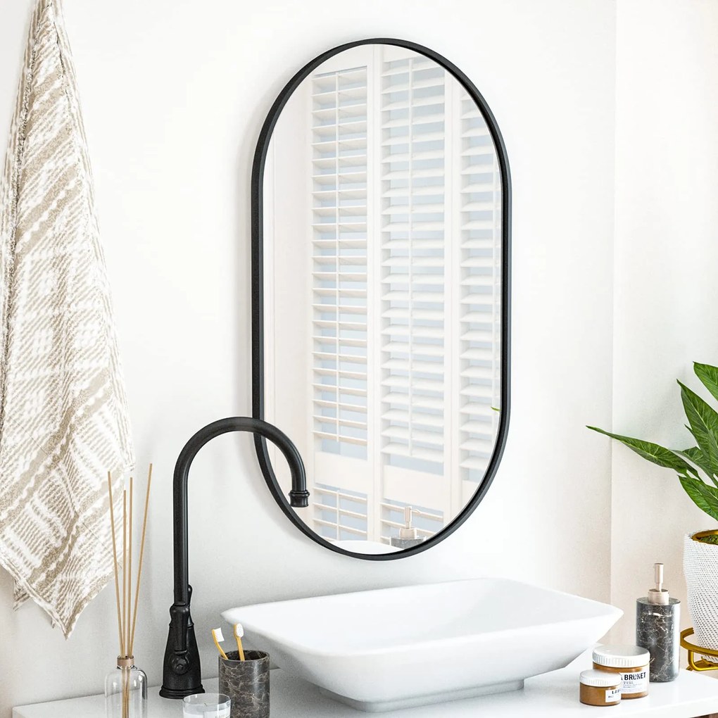 TRENDIE Oválné zrcadlo LOFT 100 × 50 cm černé
