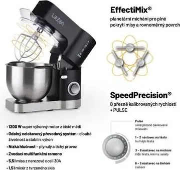 Lauben Kitchen Machine 1200WT bílá / Kuchyňský robot / 1200W / 5.5 l /