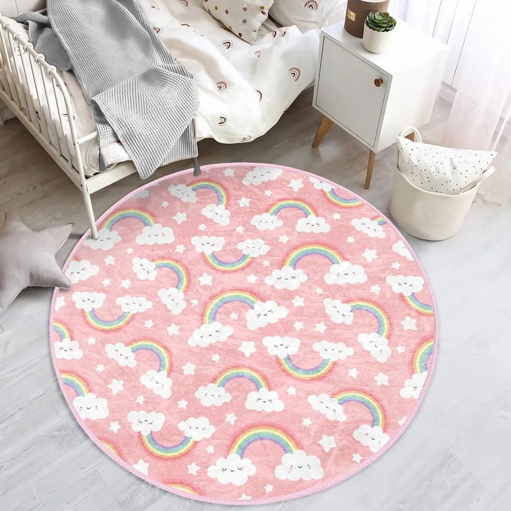 Růžový dětský koberec ø 120 cm Comfort – Mila Home