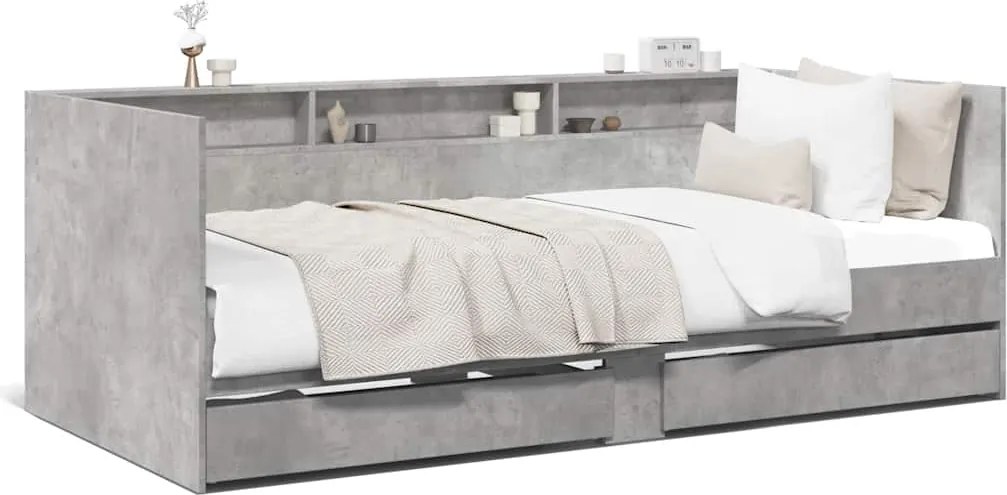 Válenda se zásuvkami bez matrace betonově šedá 100 x 200 cm 3280842