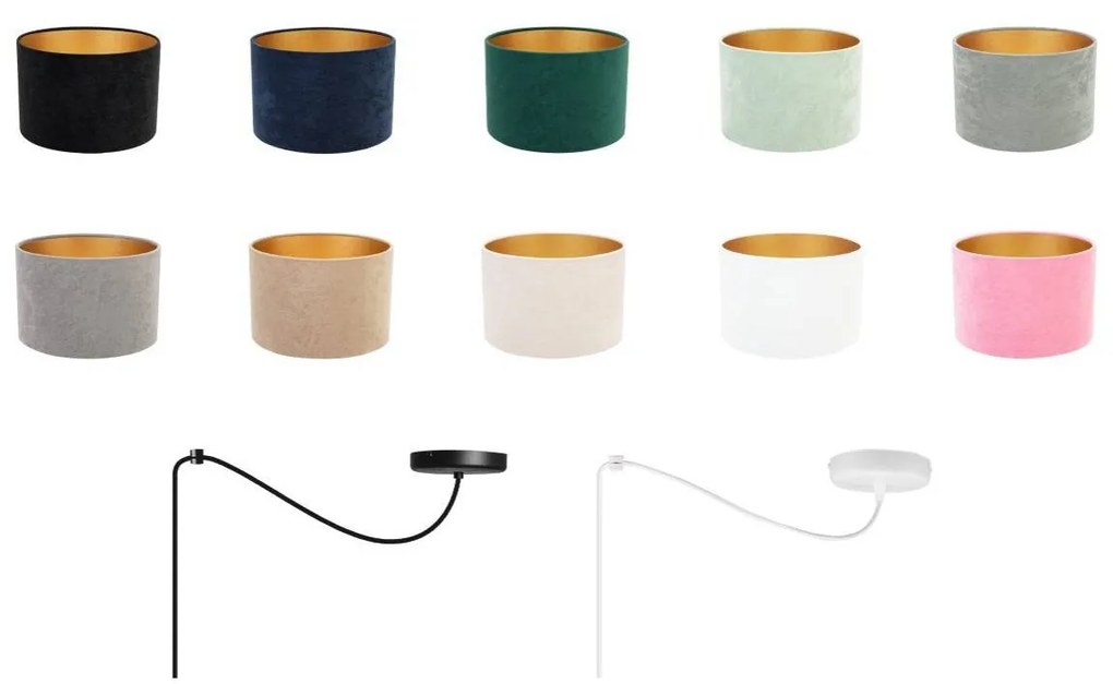 Závěsné svítidlo MEDIOLAN SPIDER, 1x textilní stínítko (výběr z 10 barev), (výběr ze 2 barev konstrukce), G
