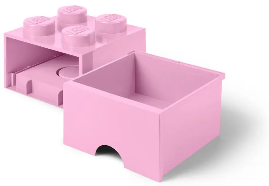 Světle růžový úložný box čtverec LEGO®