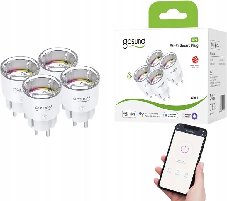Inteligentní Wifi zásuvka Gosund Ep2, 4 kusy 10a Tuya Smart 2500W 10A