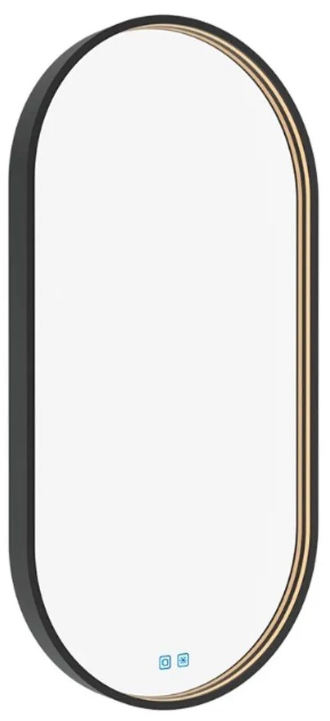 Nimco - Zrcadlo s LED osvětlením, 40x80 cm, dotykový senzor, černá ZPC 32002LVX-90