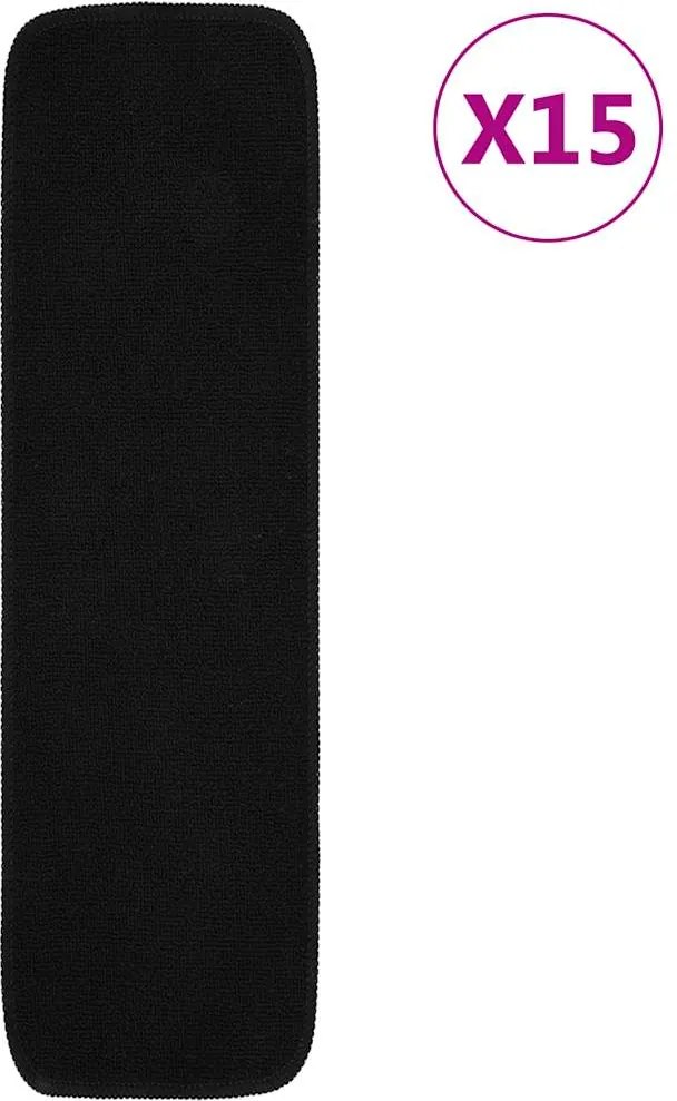Protiskluzové nášlapy na schody 15 ks 75x20cm černé obdélníkové 340393