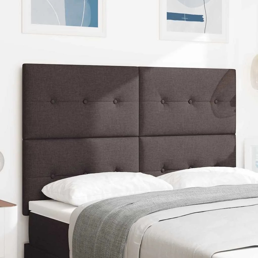 Výškově nastavitelné čelo postele Tmavě hnědá 144 cm textil 3337824