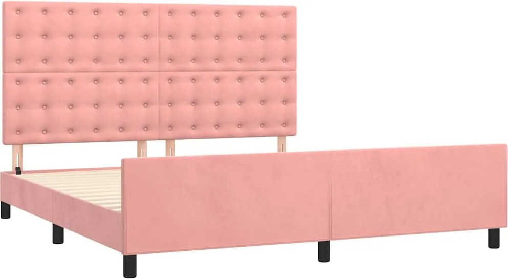 Rám postele s čelem růžový 180x200 cm samet 3126018