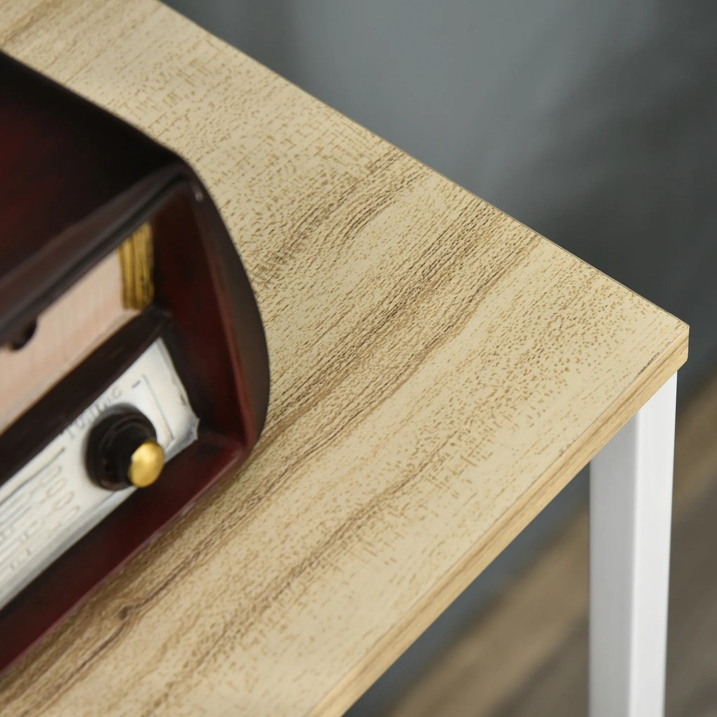 HOMCOM Úložná Skříň s 3 Textilními Zásuvkami, Policí a Horní Deskou, Malá Boční Skříň - 58D x 29Š x 81,5V cm - Přírodní a Bílý Kov