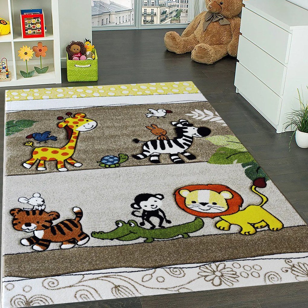 BE Dětský koberec Smart Kids 22310 BEIGE - béžový obdélníkový, safari Rozměr: 120x180 cm