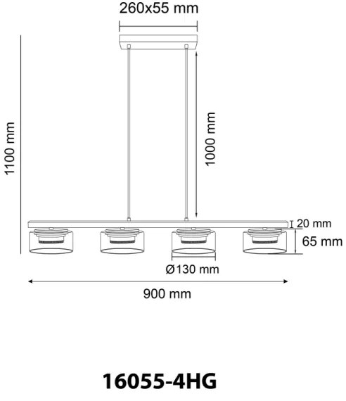 Globo 16055-4HG - LED Lustr na lanku HIGGINS 4xGX53/6W/230V kouřová/hnědá
