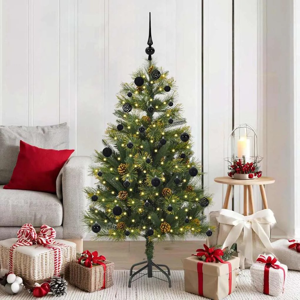 Umělý sklopný vánoční stromeček s kužely Zelená 150 cm 3395081