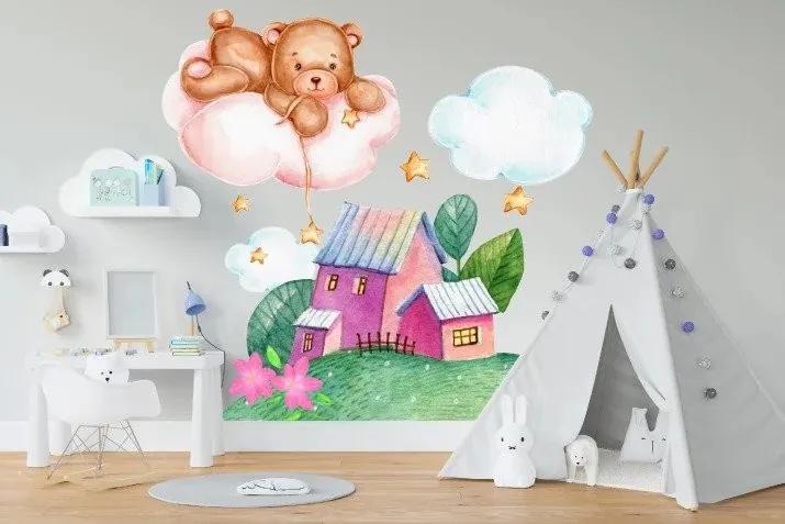 Nálepka pro děti pohádkový domeček s medvídkem 100 x 200 cm