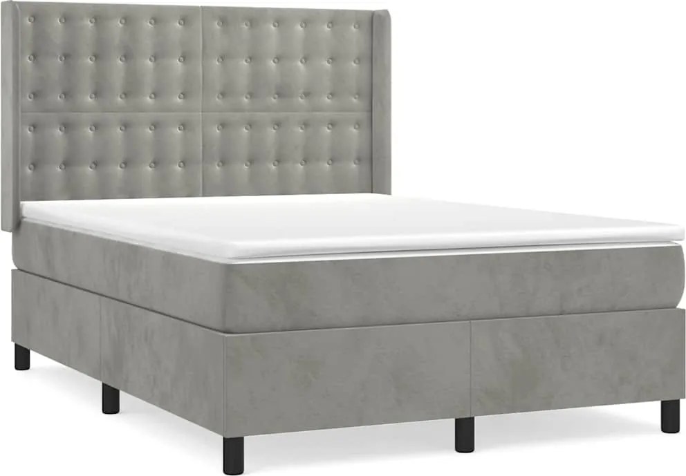 Box spring postel s matrací světle šedá 140x200 cm samet 3132921