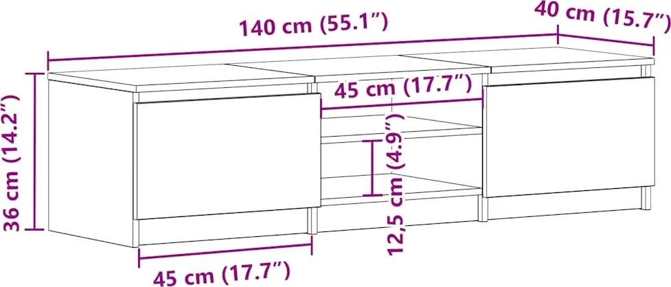 vidaXL TV stolek 140 x 40 x 35,5 cm kompozitní dřevo [800648] Barva: dub sonoma