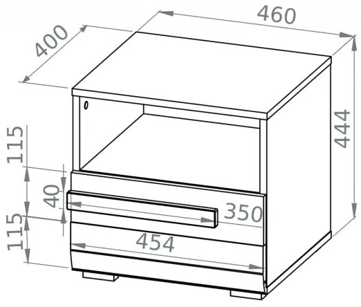 Noční stolek SARPA 45x46 cm bílá/hnědá