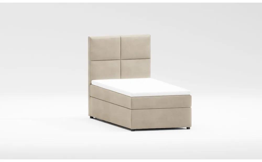 Béžová čalouněná jednolůžková postel s úložným prostorem s roštem 100x200 cm Lena – Ropez