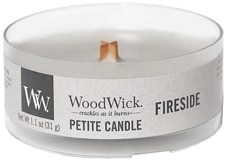 WoodWick – Petite Candle vonná svíčka Fireside (Oheň v krbu), 31 g