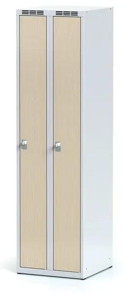 Alfa 3 Šatní skříňka zúžená, 2-dveřová, laminované dveře buk otočný zámek